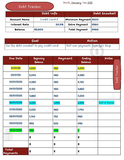 Monthly Bill Payment Checklist - Color - First Street Processing